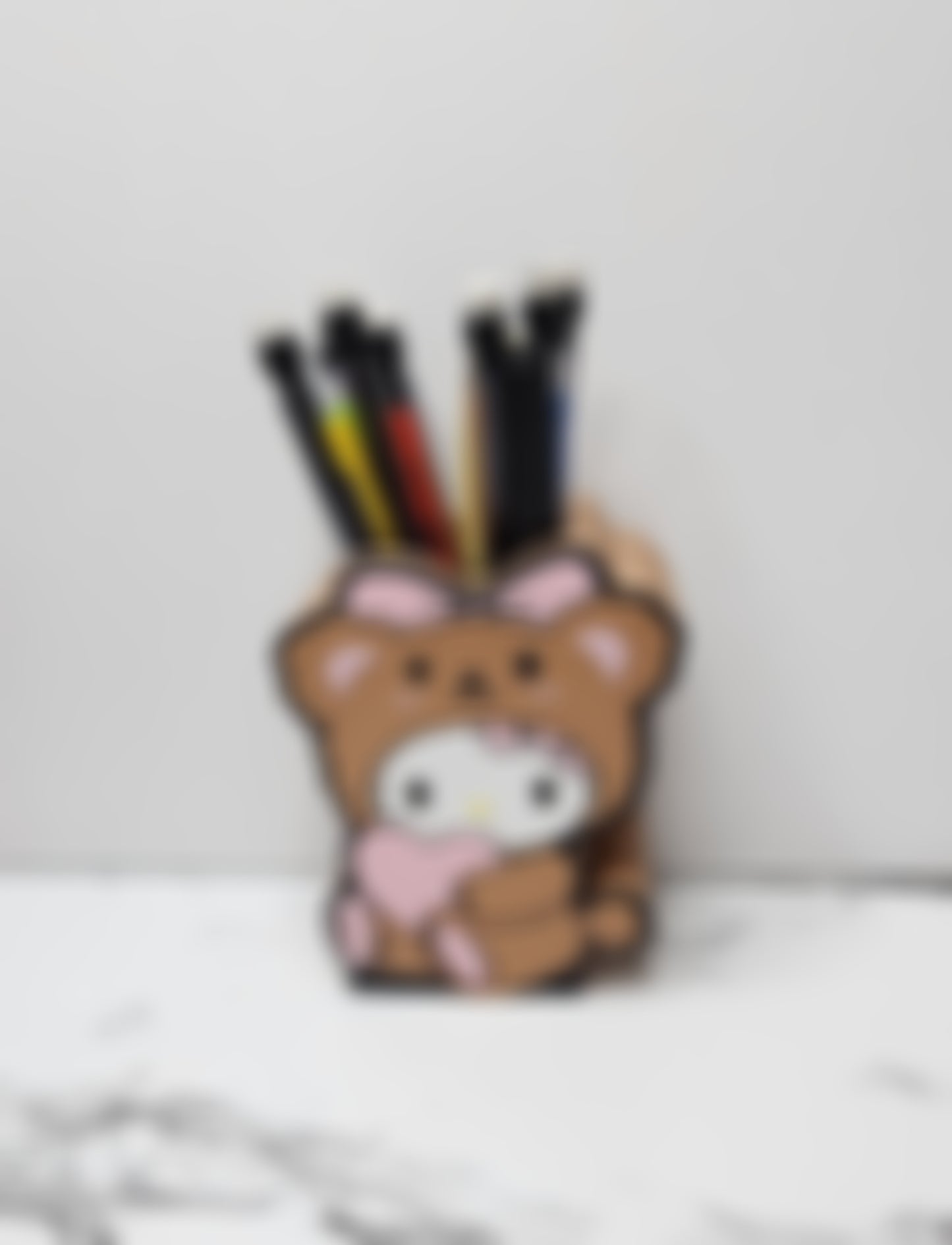 *STL FILE ONLY* Cute Cat Bear With Heart Pencil / Pen Holder Digital F ...